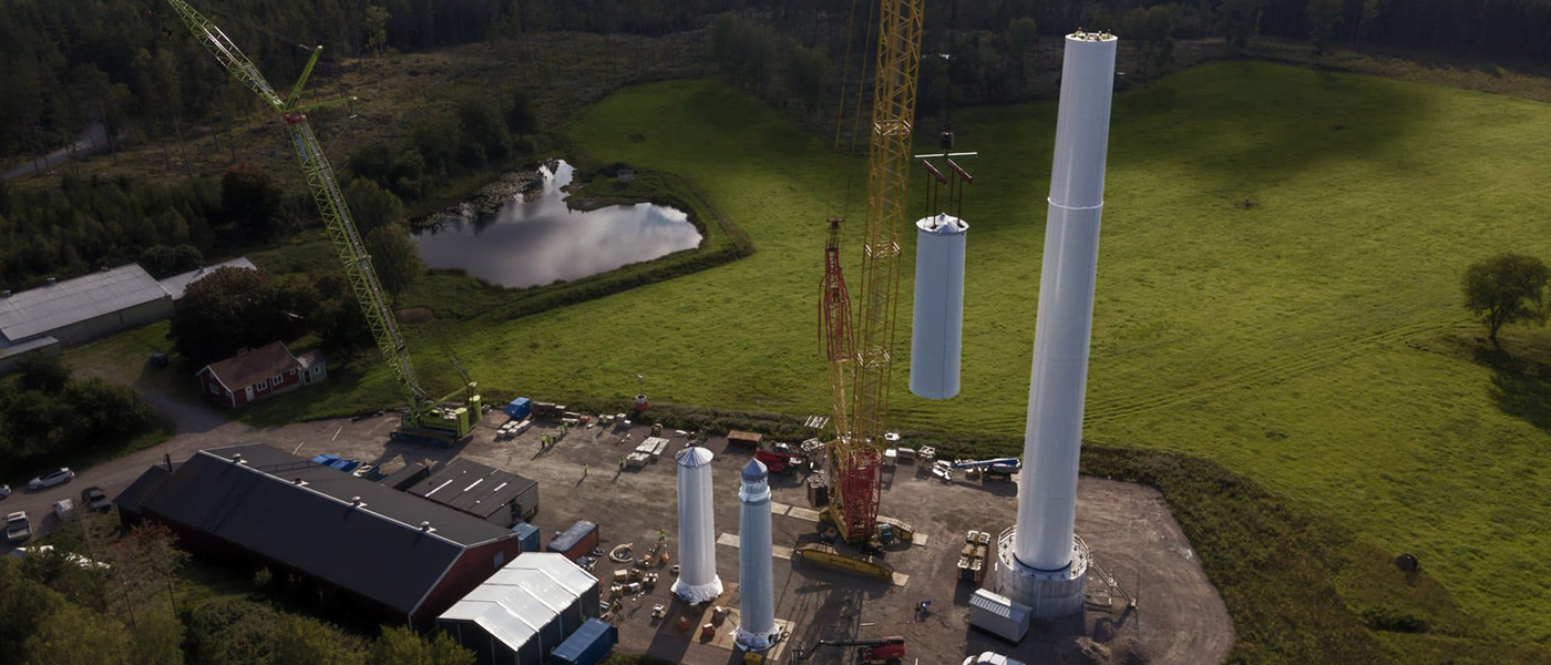 Världens högsta vindkraftverk i trä tar form